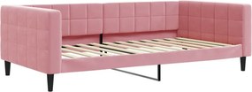 Válenda s přistýlkou a matracemi růžová 100 x 200 cm samet 3196725