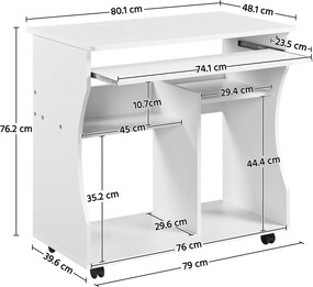 Psací stůl Yaheetech – bílá, 80 cm (délka) × 48 cm (šířka) × 76 cm (výška) (264773174225)