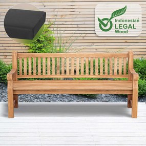 Teaková lavice Jackson s sedací polštář 200 cm + teak – tmavě šedá