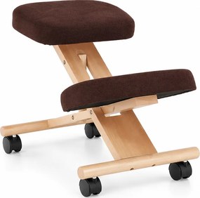 ergonomická klekačka, dřevo/látka, 46x65x52-72 cm, buk/hnědá, Tempo Kondela FLONET