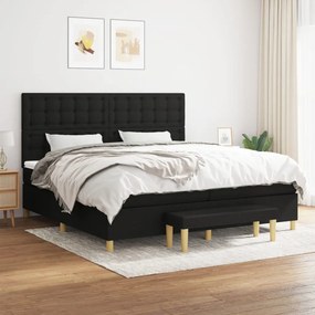 Box spring postel s matrací černá 200x200 cm textil,  3137503