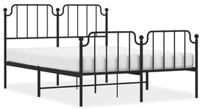 vidaXL Kovový rám postele s hlavovým a nožním čelem černý 150 x 200 cm