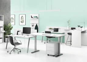 Kancelářský psací stůl SINGLE LAYERS s přepážkami, bílá