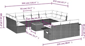 14dílná zahradní sedací souprava s poduškami černá polyratan 3257133