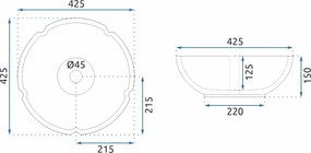 Rea Marina, umyvadlo na desku 425x425x150 mm, modrá-zlatá, REA-U3300