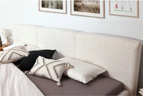 Slonovinová čalouněná dvoulůžková postel s úložným prostorem s roštem 200x240 cm Merida – Meise Möbel
