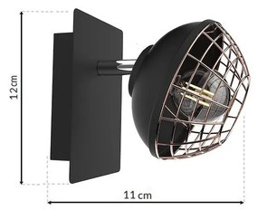 Nástěnné svítidlo Logan, 1x zlaté/černé kovové stínítko, b