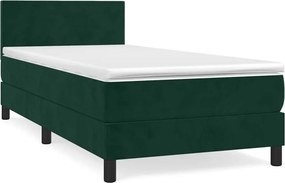 Box spring postel s matrací tmavě zelená 90x200 cm samet 3141164