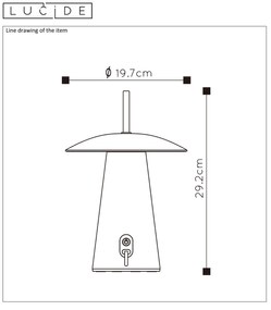 LUCIDE Dona Anthracite stolní venkovní LED lampa, IP54