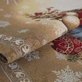 VÁNOČNÍ GOBELÍNOVÝ UBRUS NA STŮL MERRY2 100X100 CM VZOROVANÁ