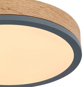 LED stropní svítidlo Doro Ø 30 cm tmavé dřevo, grafitová barva
