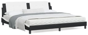 Rám postele s LED osvětlením černý a bílý 200x200 cm umělá kůže