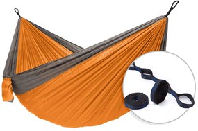 Hamaka Houpací síť pro dva Camping + Slap strap (oranžový SET)