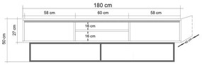 Designový TV stolek Balwina 180 cm vzor ořech
