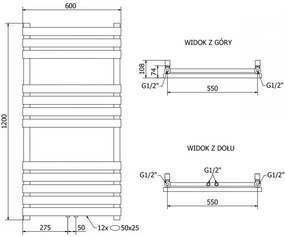 Mexen Jowisz, elektrické topné těleso 1200 x 600 mm, 600 W, černá, W107-1200-600-2600-70