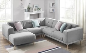 Šedá rohová pohovka s podnožkou Bobochic Paris Luna