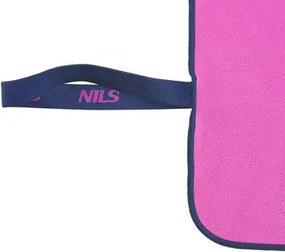NILS NCR13 Ručník z mikrovlákna růžový / tmavě modrý