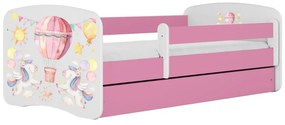 KOCOT KIDS Postel - BABYDREAMS, 80x180 cm, matná bílá/růžová, různé motivy na výběr Motiv: jednorožec 2, Úložný prostor: bez úložného prostoru