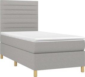 Box spring postel s matrací a LED světle šedá 90x190 cm textil 3135477