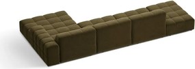 Khaki sametová rohová pohovka (pravý roh/s lenoškou) Chicago – Cosmopolitan Design