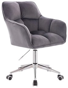 LuxuryForm DESIGN Křeslo AMALFI VELUR na stříbrné podstavě s kolečky - tmavě šedé