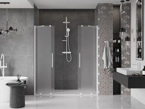Mexen Velar Duo, posuvné sprchové dveře do otvoru 200 cm, 8mm sklo námraza, bílá matná, 871-200-000-32-20