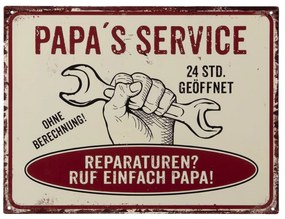 Nástěnná kovová cedule Papa´s Service - 33*25 cm