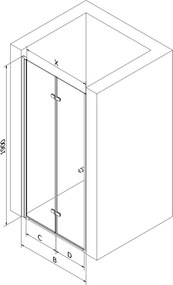 Mexen LIMA sprchové skládací dveře ke sprchovému koutu 80 cm, černá-průhledná, 856-080-000-70-00