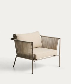 Krémové/taupe kovové/polstrované zahradní křeslo Zivia – Kave Home