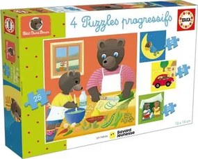 EDUCA Puzzle Petit Ours Brun 4v1 / (12  16  20  25 dílků) / od 5 let