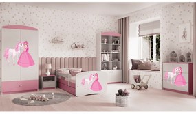 Dětská skříň Babydreams 90 cm princezna a poník růžová