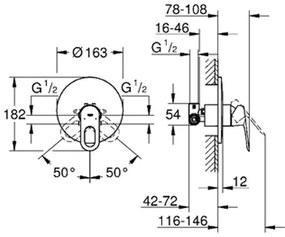 Grohe Bau Loop - Sprchová baterie pod omítku, chrom 29080000