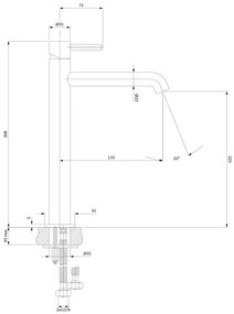 Omnires Y Y1212GLB Umyvadlová baterie vysoká, kartáčovaná zlatá - Omnires