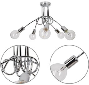 Stropní svítidlo Edison 5, chromové tělo svítidla