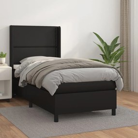 Box spring postel s matrací černá 80 x 200 cm umělá kůže
