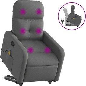 Zvedací masážní polohovací křeslo tmavě šedé textil 3206805