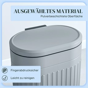 HOMCOM Odpadkový koš 20 l, pedálový s víkem, vyjímatelný vnitřní koš, funkce Soft-Close, 36,5 x 31,2 x 45 cm, šedá