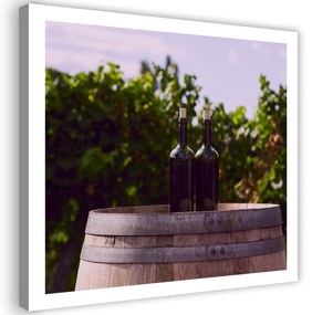 Gario Obraz na plátně Láhve na víno a dřevěný sud Rozměry: 30 x 30 cm