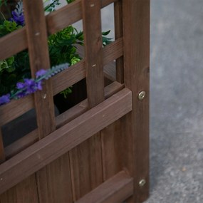Outsunny Vysazovací Bedna s Trellis pro Květy, Vysazovací Box s Růžovým Obloukem a Podporou pro Popínavé Rostliny, Dřevo, Tmavě Hnědé 64 x 28 x 120 cm