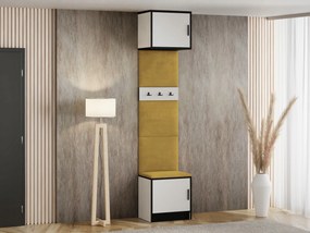 Šatní skříň s nástavcem panel tapicerowany ROJ 10 bílý + žlutý