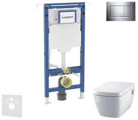 Geberit Duofix - Set předstěnové instalace, klozetu a sedátka Tece One, tlačítka Sigma20, Rimless, SoftClose, lesklý chrom/chrom mat SANI11CT1102