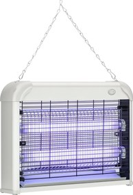 Outsunny 20W LED UV Lampa na Komáry a Hmyz s Vyjímatelným Trojúhelníkem, Bílá Mosquito Lampa z ABS a Kov, 39x8x28 cm | Aosom