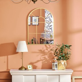 HOMCOM Nástěnné zrcadlo 70x50cm Zrcadlo do okna s kovovým rámem Závěsné zrcadlo do předsíně a dekorace Celoplošné zrcadlo ve zlaté barvě | Aosom.de