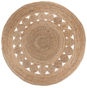 Kulatý koberec Ramiko z přírodní juty 150 cm se vzorem
