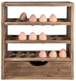 Hnědá antik dřevěná skříňka na vajíčka – 35x11x38 cm