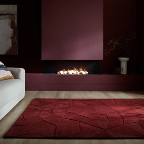 Vínový ručně tkaný vlněný koberec 200x290 cm Shard Red – Flair Rugs