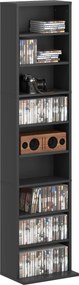 HOMCOM knihovna s 9 policemi pro 260 CD, moderní design, CD regál z dřevotřísky, 33x24x140 cm, černá