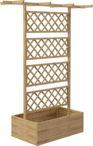 Outsunny Květináč s treláží pro popínavé rostliny, zeleninu a květiny - předolejované smrkové dřevo, rozměry 160L x 55Š x 183V cm, efekt přírodního d…