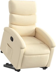 Zvedací polohovací křeslo krémové textil 3203987