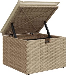 Set pohovek s polštářem s úložištěm Béžová a krémová polyratan 3359070